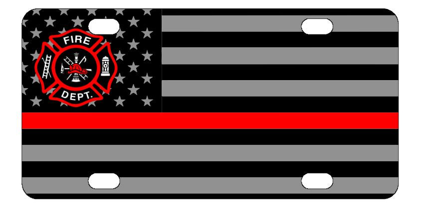 Firefighter Red Line License Plate | Custom Creations