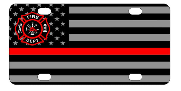 Firefighter Red Line License Plate | Custom Creations